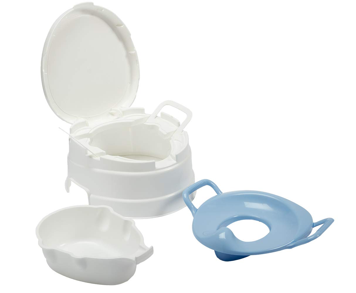 Primo 4-in-1 Complete Toilet Trainer & Step Stool, with Blue Seat, White