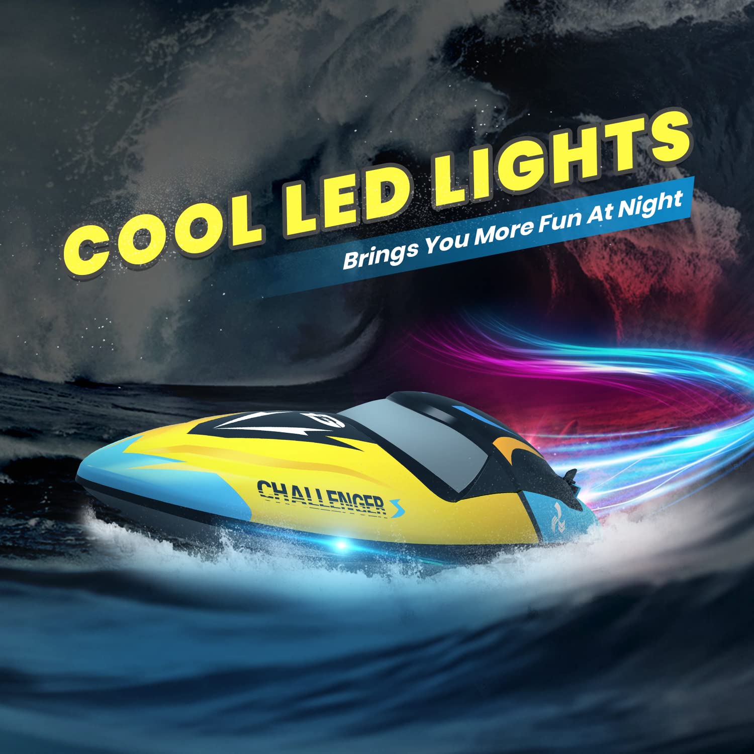 DEERC Brushless RC Boat, 30+ mph Fast Remote Control Boats with Never Capsize&Low Battery Alarm Function, 2.4GHz Racing Boat with LED Lights for Pools&Lakes, Speed Boat Toy for Adults Boys&Girls