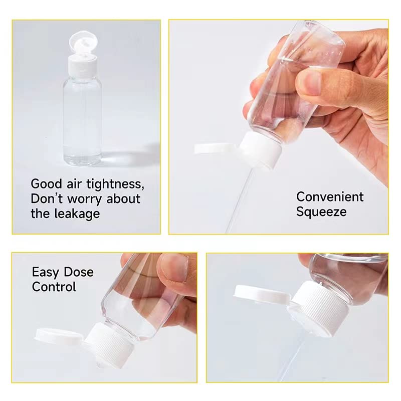 50 Pack 1.7oz/50ml Travel Plastic Empty Bottles Mini Hand Sanitizer Bulk Travel Size with Flip Cap, Squeezable Refillable Container for Cosmetic Baby Shower Birthday Wedding Party Favor (50PC-CLEAR)