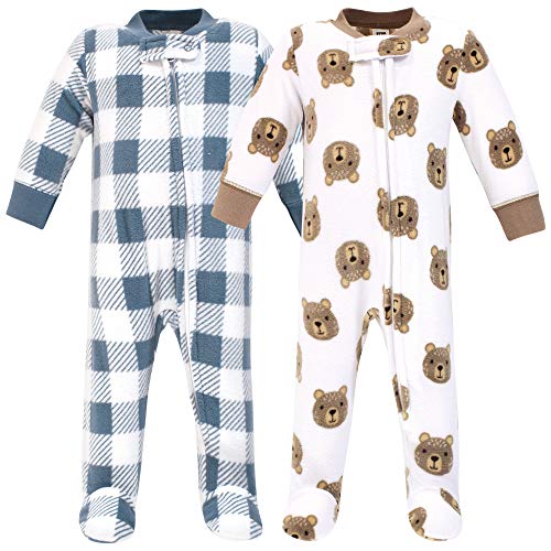 Hudson Baby Unisex Baby Fleece Sleep and Play, Little Bear, 0-3 Months