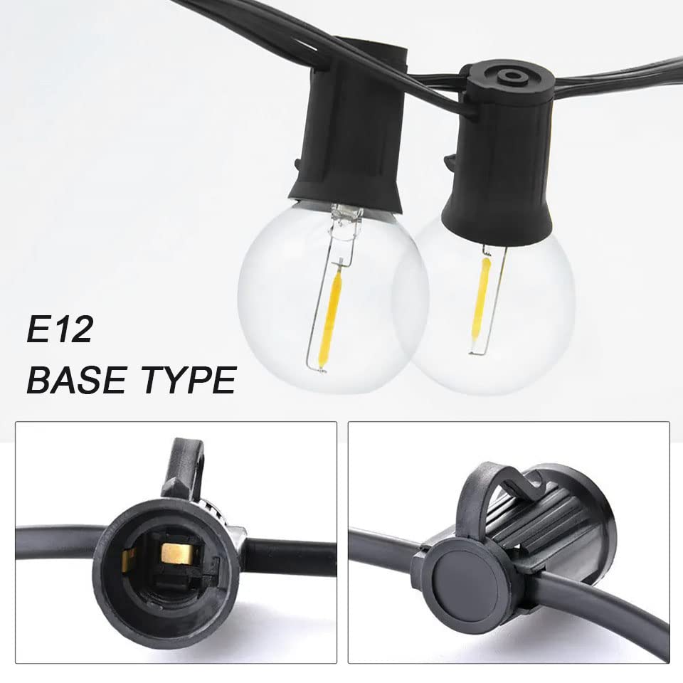 Jslinter 25Pack G40 LED String Light Bulbs Replacement, 1W(11W Equivalent), 60LM, 2200K Warm White, Shatterproof, E12 Screw Base, Vintage Edison Bulbs for Patio Garden