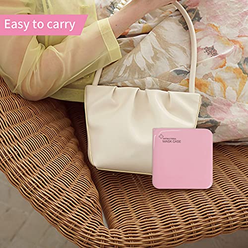 Mask Storage Case Portable Mask Case Masks Organizer for Recyclable, Dust Mask Storage Box for Pollution Prevention 1 Pack (Pink)