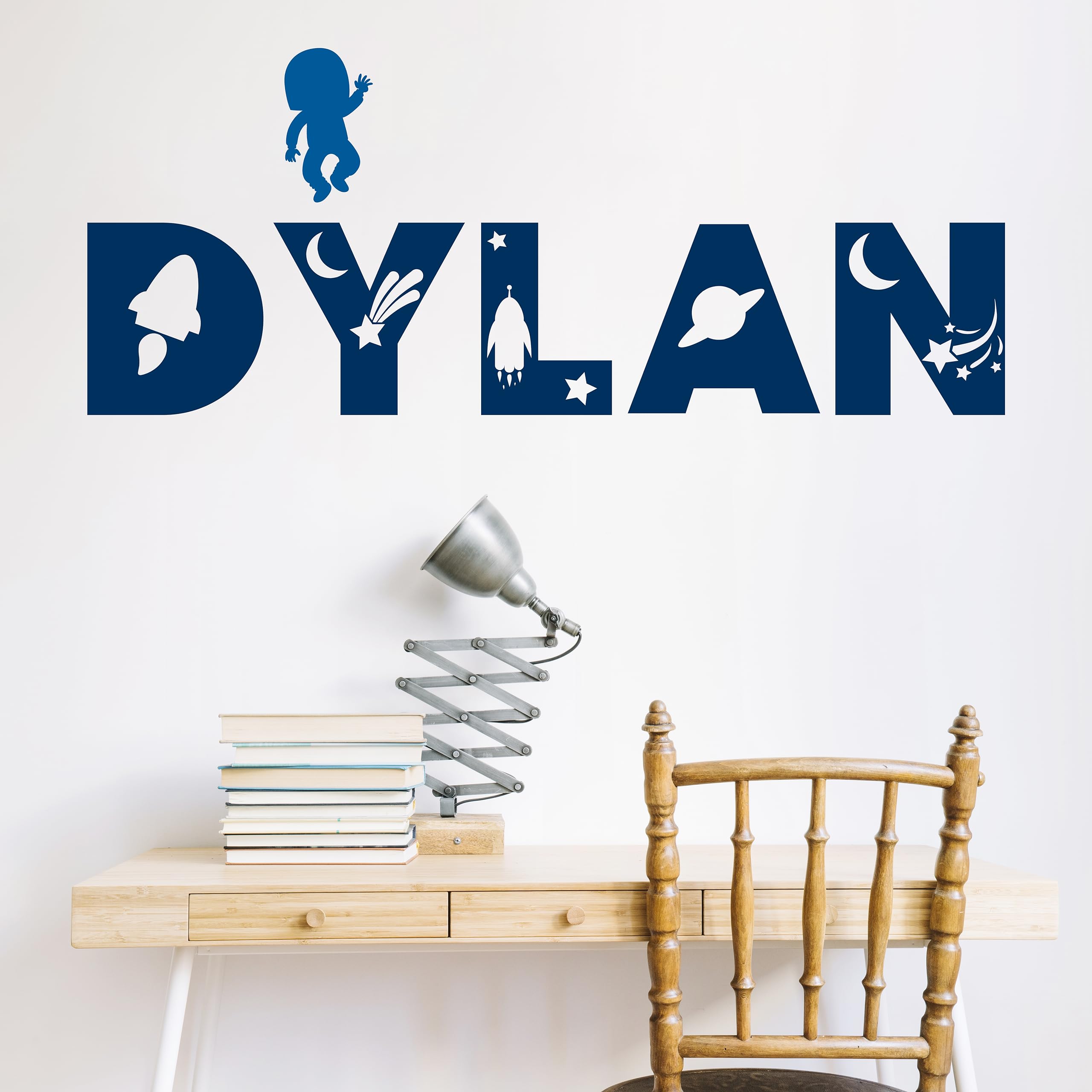 Space Wall Name Decal Custom, Baby Space Theme Nursery, Space Room Decor for Boys, Astronaut Kids Bedroom Decor, Planets Space Theme Bedroom