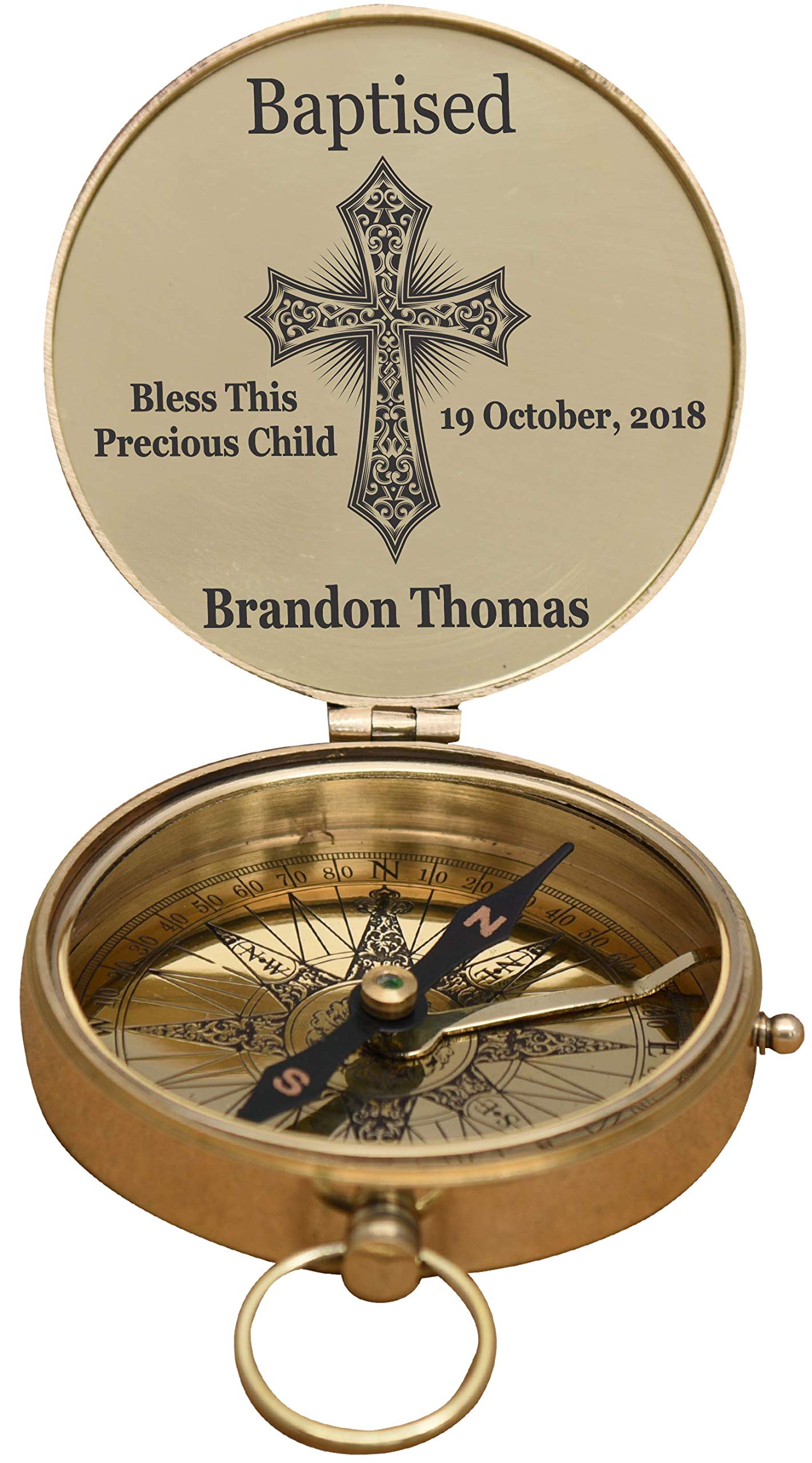 De Cube Personalized Engraved Compass, Baptism Gift, Christmas giftt, Missionary, Birthday, Confirmation, Graduation Gift, Compass Size 3 inches DAD Gift