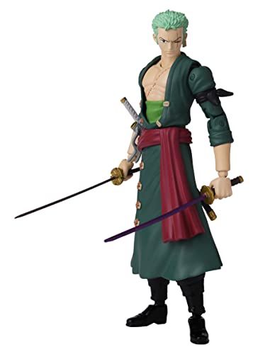 BANDAI Anime Heroes One Piece Figures Roronoa Zoro Action Figure, Articulated Zoro Anime Figure with Swappable Arms and Faces, One Piece Action Figures Pirate Toys Range, 17 cm