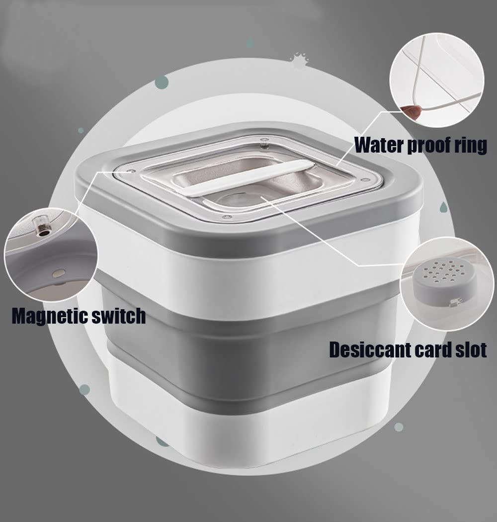 AGGFUCLS Dog Food Storage Container, Collapsible 11 to 25 LB Pet Food Container, Food Containers for Dog， Cat Flour Sugar Plastic Leakproof Sealable Large Cereal Containers Storage BPA FREE