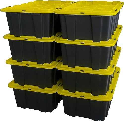 4 Pack 12 Gallon Large Heavy-Duty Storage Plastic Bin Tote Organizing Container with Durable Lid,Black