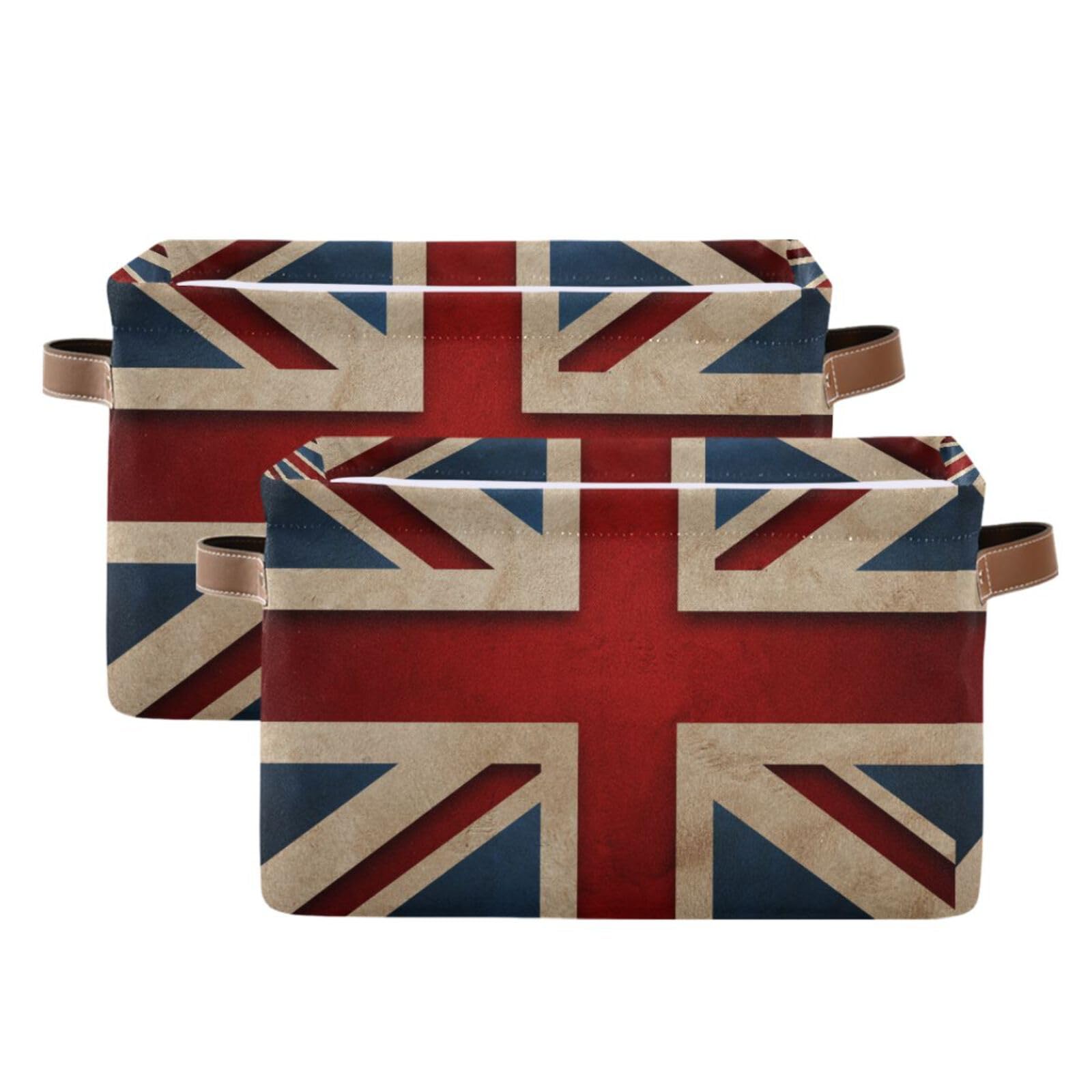 ALAZA British Flag Retro Foldable Storage Box Storage Basket Organizer Bins with Handles for Shelf Closet Living Room Bedroom Home Office 1 Pack