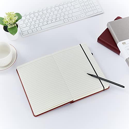 996DEMING Lined Journal Notebook - 360 Pages Journals for Writing A5 College Ruled Notebook,100gsm Lined Paper,Leather Hardcover Journal for Men and Women,Office Notebook for Work,5.75'' X 8.38'' (Burgundy)