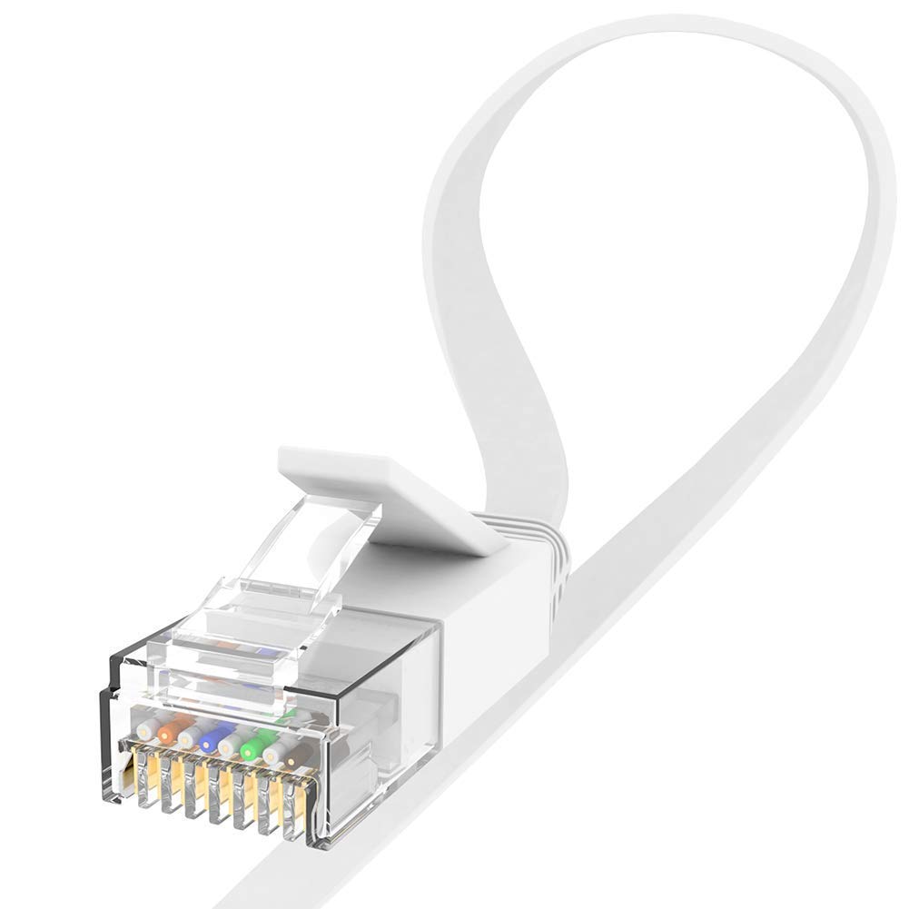 Jaremite Cat6 Ethernet Cable 6FT 2Pack White, Internet LAN Network Cable with Dust Cover, RJ45 High Speed Flat Patch Cords for PS4, Router, Modem, Gaming, Xbox One