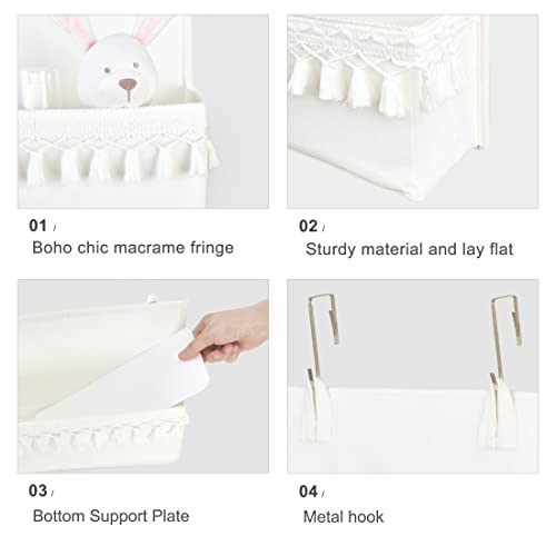 Dahey Over The Door Organizer with 4 Pockets Boho Door and Stuffed Animal Storage Hammock Hanging Toy Storage Organizer for Nursery Kid Playroom Bedroom