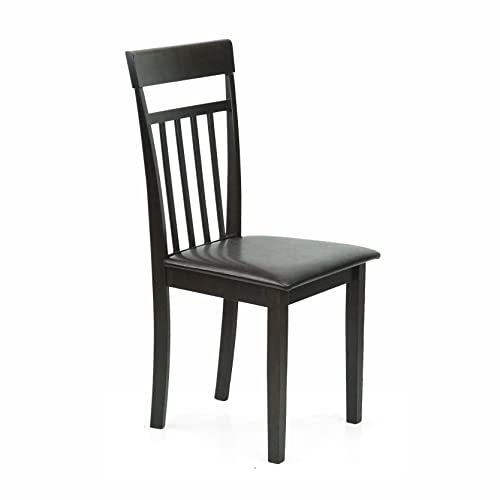 Dining Kitchen Set of 3 Square Table and 2 Classic Wood Chairs Warm in Espresso Black