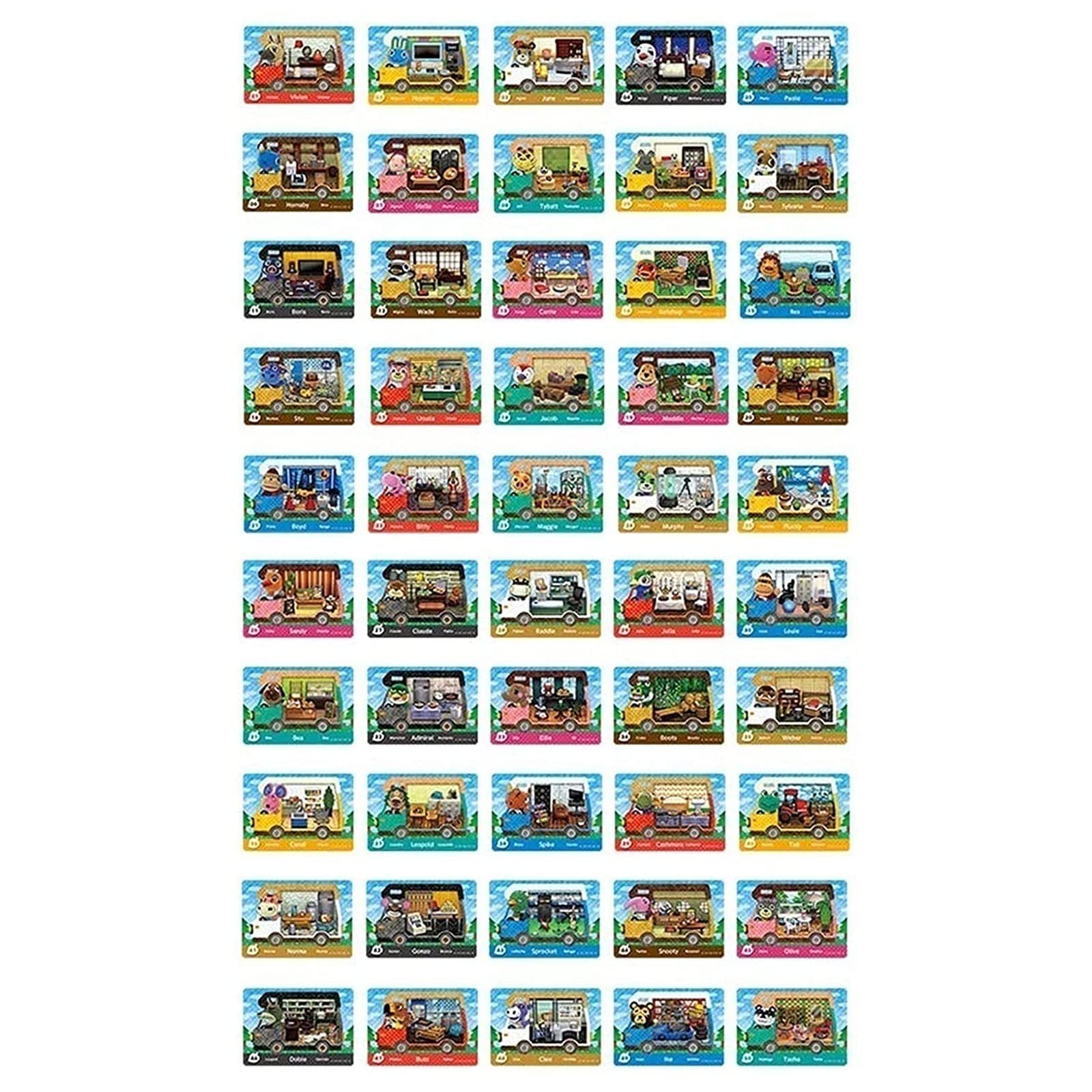 50 Pcs Caravan NFC RV Amiibo Cards for Animal Crossing New Horizons Series 1-4 for Switch/Switch Lite/Wii U/New 3DS with Storage Case 5655609