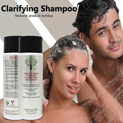 MOUNTAIN TOP Apple Cider Vinegar ACV Shampoo (8 oz / 273 ml) with Biotin, Castor Oil - Clarifying, For Fuller & Thicker Hair - Paraben, Sulfate Free - All Hair Types, Men & Women