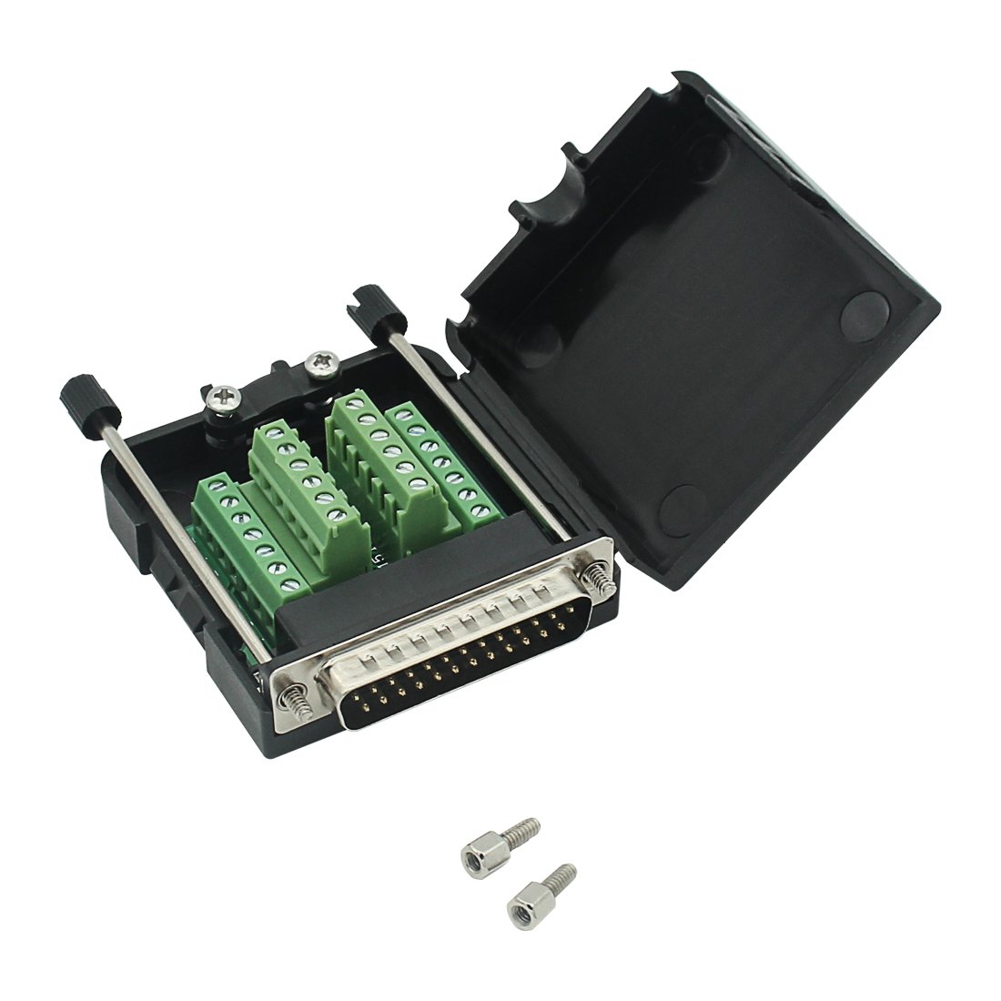 YIOVVOM DB25 Breakout Board Solder-Free Male Adapter 25-pin Port Adapter to Terminal Connector Signal Module Long Bolts and Nuts with case