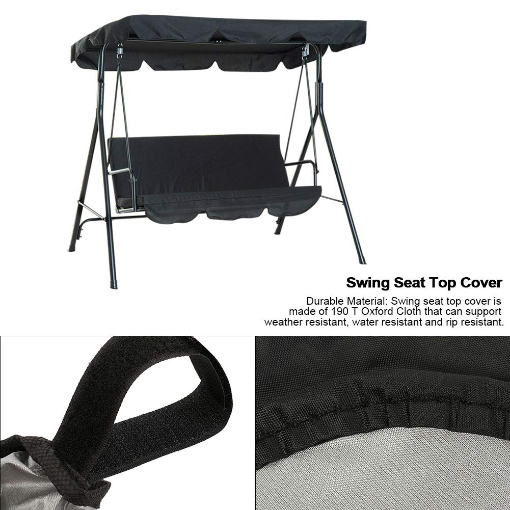 Tnfeeon Outdoor Swing Canopy Replacement Porch Top Cover for Patio Yard Seat Swing Glider Protector for Garden Poolside Balcony Backyard 74.80 X 51.97 X 5.91 Inch (Only Cover)(Black)