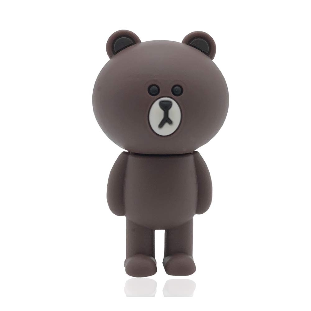 Novelty Standing Brown Bear Shape Design 16GB USB 2.0 Flash Drive Cute Memory Stick Stitch Thumb Drive Data Storage Pendrive Cartoon Jump Drive Gift