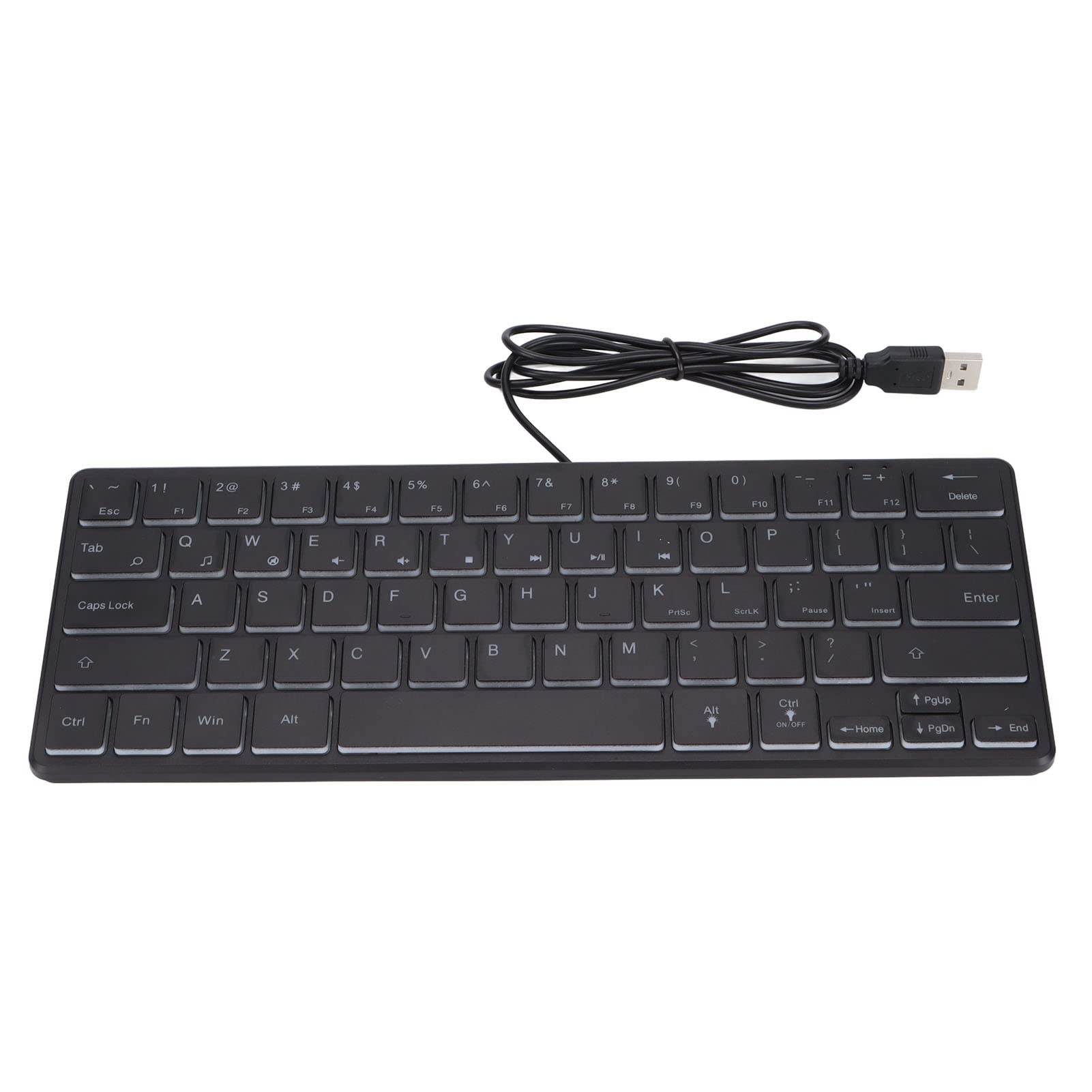 ASHATA Mini USB Wired Gaming Keyboard 64 Keys RGB Backlights Computer Gaming Keyboard for Desktop Notebook Computer, Plug and Play