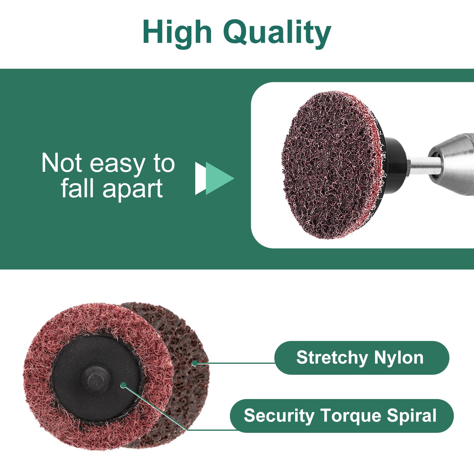 90pcs 2 inch Quick Change Sanding Discs, SUNJOYCO Nylon Surface Conditioning Discs, 1/4" Roll Lock Holder Die Grinder Sanding Disc for Surface Strip Grind Polish Burr Finish-Fine Medium Coarse