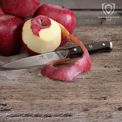 Dalstrong Paring Knife - 3.5 inch - Shogun Series ELITE - Damascus - AUS-10V Japanese Super Steel Kitchen Knife - Vacuum Treated - Vegetable, Fruit Knife - Razor Sharp Cooking Chef's Knife - w/Sheath