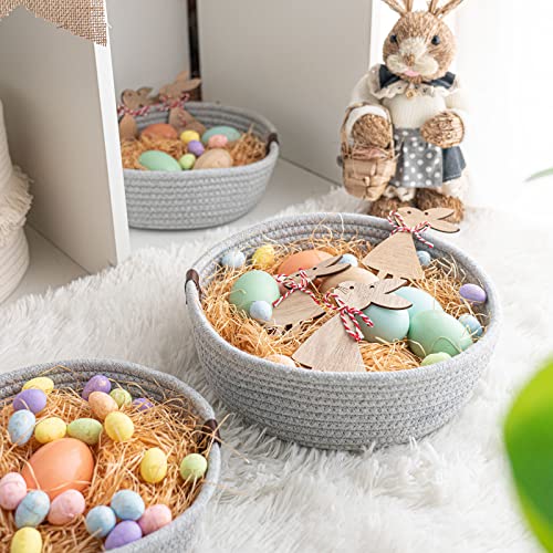 Goodpick 3pack Small Basket - Woven Storage Basket for Living Room Bathroom Storage Basket for towels Cute Round Basket for Baby Toy Storage Home Storage Baskets for Shelves Gift Baskets, Gray