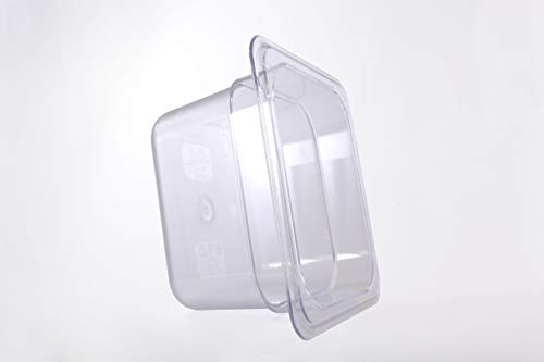 Hakka 1/6 Size Polycarbonate Food Pans,2.5"Deep Clear Steel Steam Table Pans Commercial Gastronorm Catering Food Containers for Restaurant, Hotel, Buffet,Party - Pack of 6