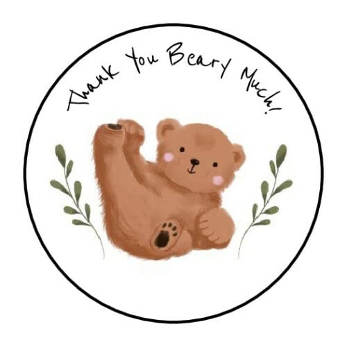 30 pcs Thank You Bear Round Stickers Envelope Seals Labels Round Tags, Stamps Sticker for Gift Cards, Envelopes, Boxes for Holiday, Birthday, Christmas
