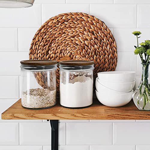 6 Pack Mason Jar Lids wide Mouth,Acacia Wood Ball Regular Mouth Lids,Reusable Mason Jar Lids With Food Grade Material Silicone Sealing Rings,Jar Wooden Storage Lids, regular, Brown…(86mm)