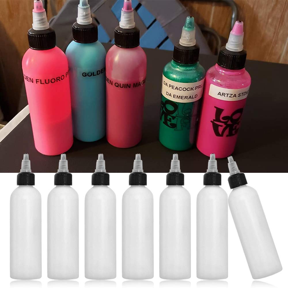 Qyyiguf 20 Pack Empty Squeeze Bottles,4oz Plastic Dispensing Bottles,Boston Round LDPE Bottles for Decorating,Arts and Crafts,Condiments