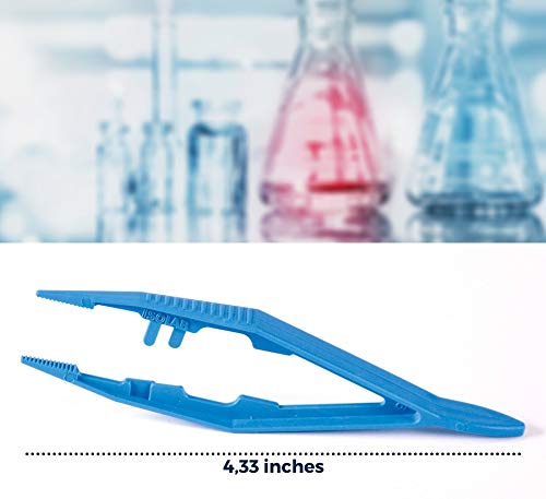 ISOLAB USA - Tapered Tweezers/Plastic Blue Forceps (Pack of 50, Bulk Priced, Disposable, Grooming, Labs, First Aid, Medical usage)