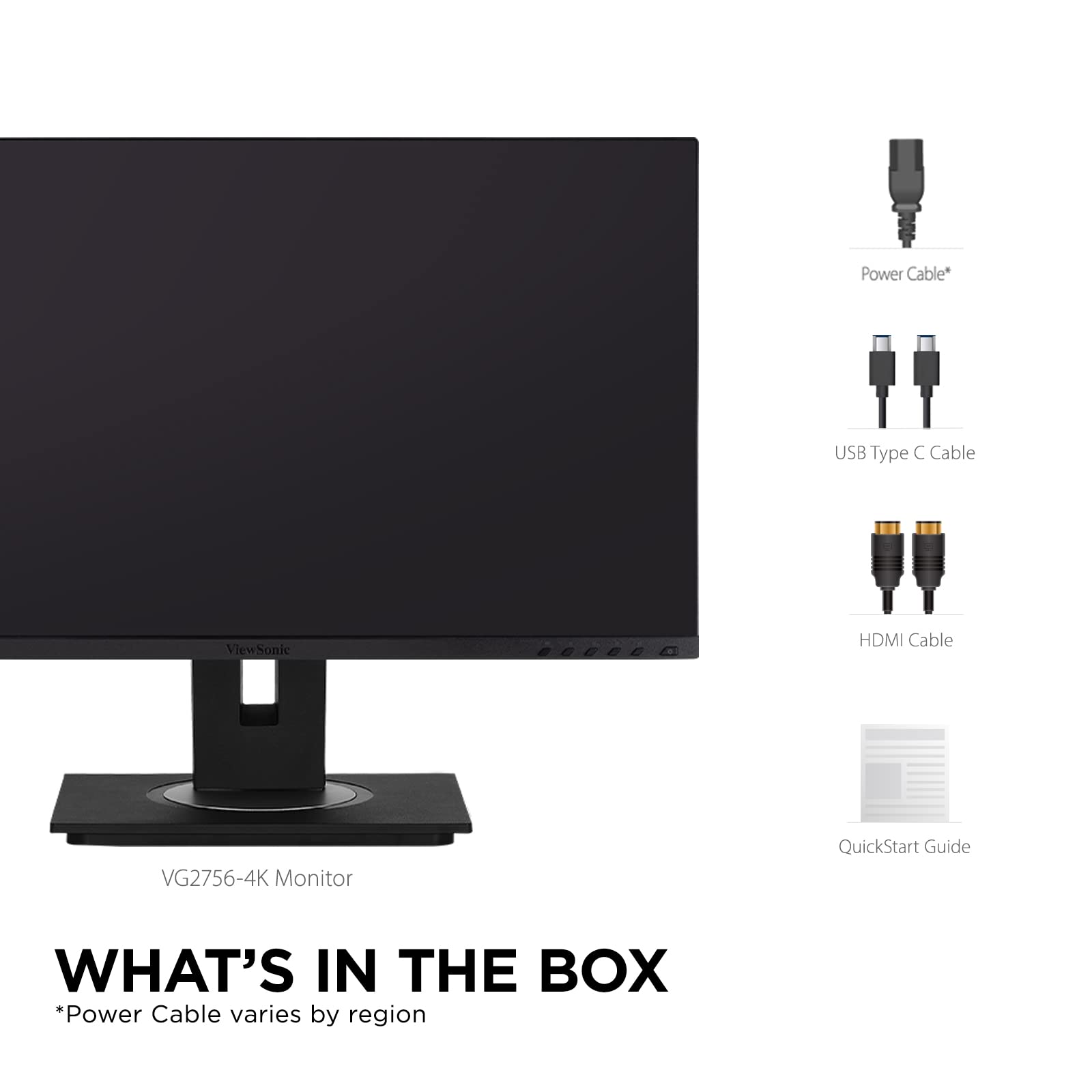 ViewSonic VG2756-4K 27 Inch IPS 4K Docking Monitor with 90W USB C, RJ45, HDMI, Display Port (Renewed)