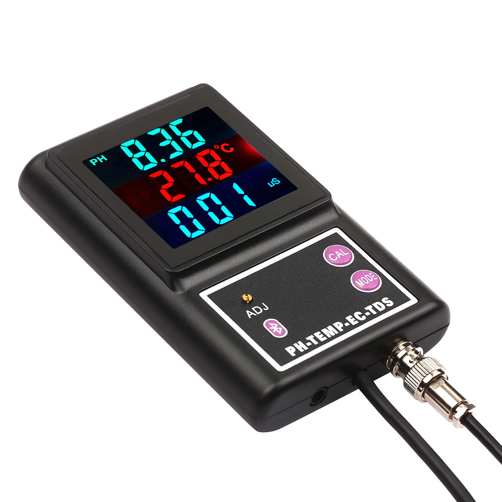 AMTAST Water Quality Tester 4 in 1 PH, EC, TDS(PPM), Temp Multi-Parameter Water Quality Monitoring with Bluetooth for Pools Ponds Aquariums Water Tank, 110V 60Hz with US Plug