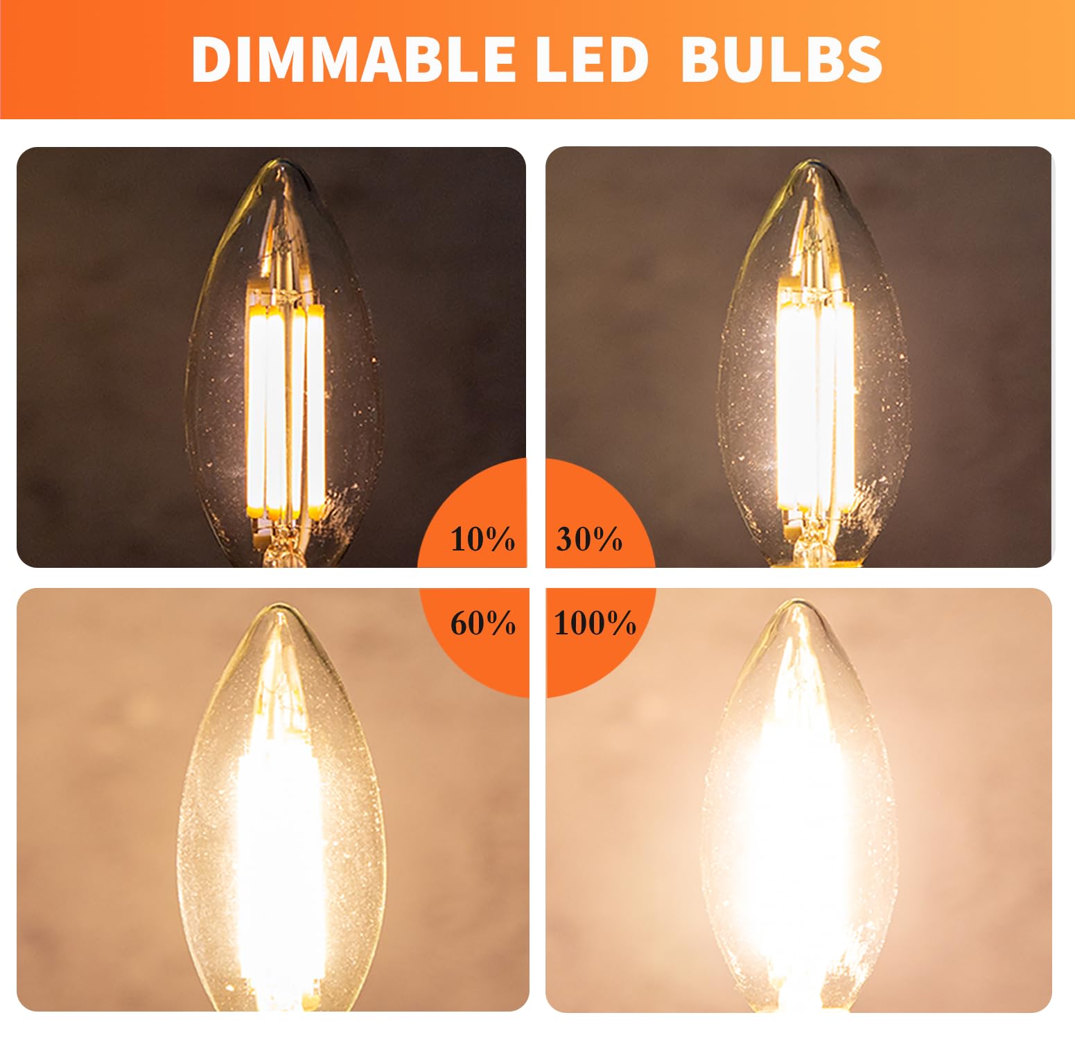 ALAMPEVER Chandelier Light Bulbs, 60W Equivalent Candelabra Bulb, E12 LED Bulb 2700K Soft White, 450LM, Candle Light Bulbs 6 Pack