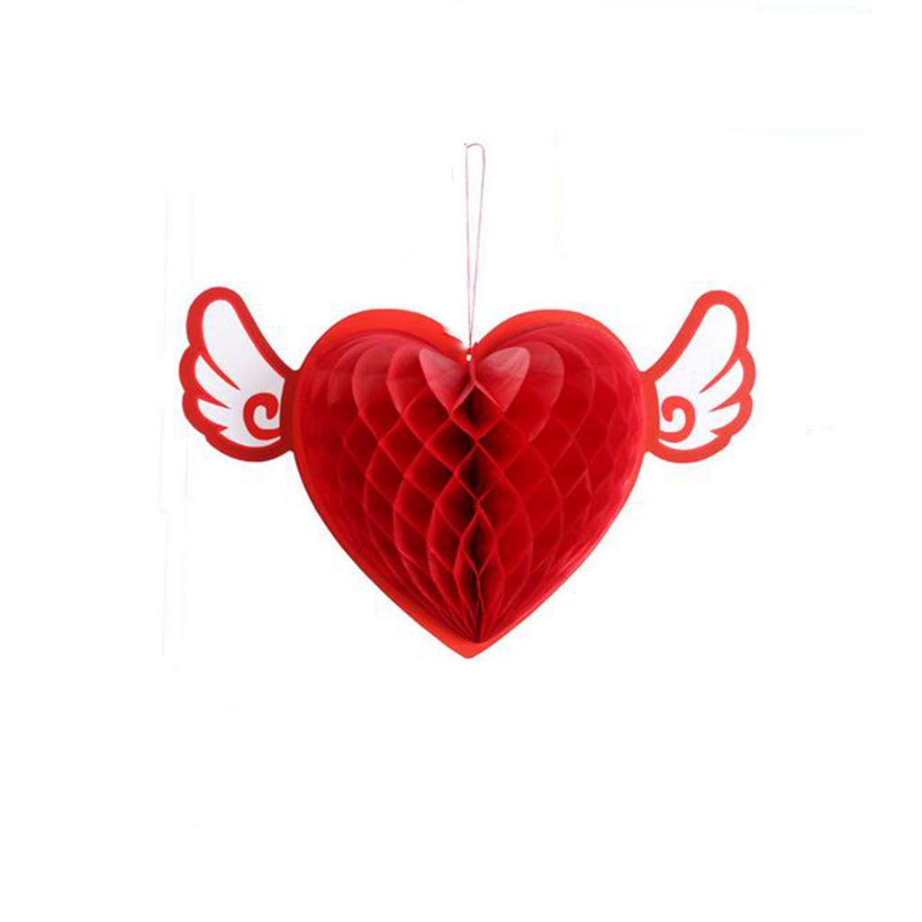 Armfer-household supply Valentines Day Heart Ornaments Hollow Out Hearts Shape Honeycomb Ball Pendant DIY Hanging Decorations for Hotel Home Holiday Anniversary Birthday Party Favors