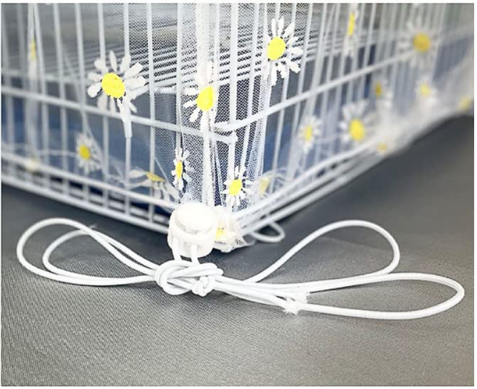 Bird Cage Cover - Adjustable Bird Cage Seed Catcher Bird Cage Net Cover, Airy Nylon Bird Seed Catcher Stretchy Bird Cage Skirt for Round Square Cages(Circumference 59 inch to 118 inch) (White)