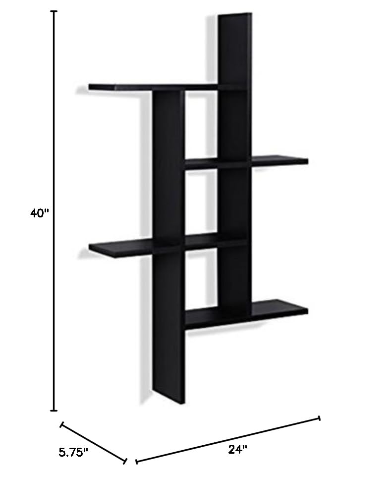 Danya B. Cantilever Cubby Decorative Modern Wall Mount Shelf – Horizontal or Vertical (Black)
