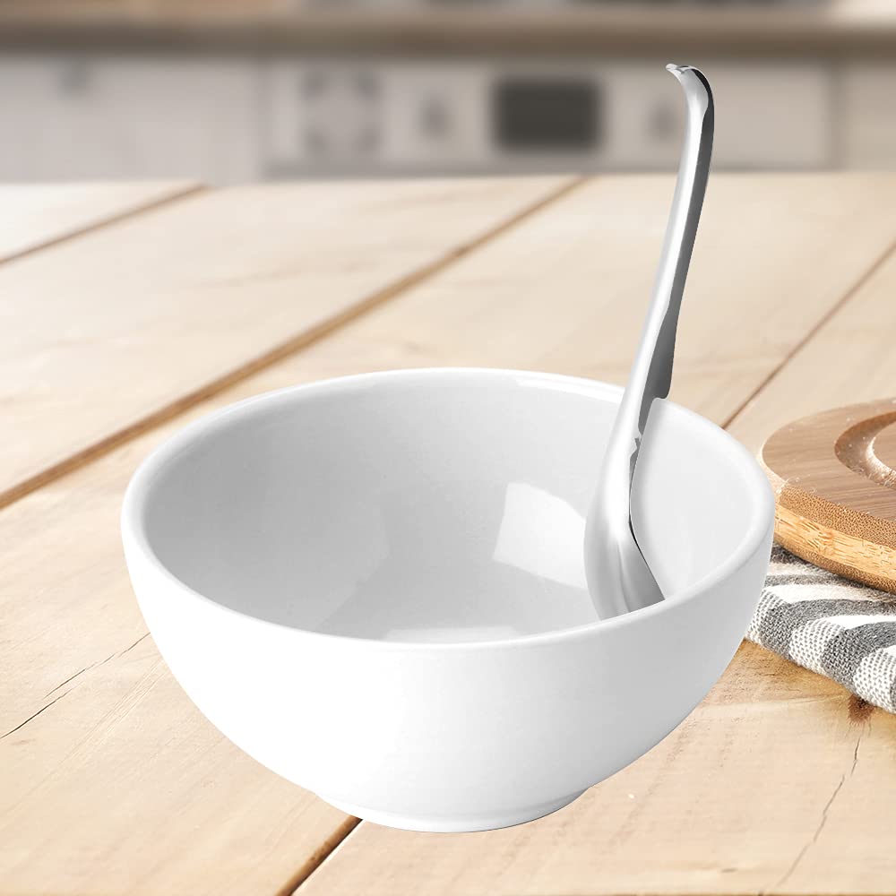 Asian Soup Spoons,Stainless Steel Dinner Spoons 10pcs Rice Spoons, Chinese Won Ton Soup Spoon, Notch and Hook Style