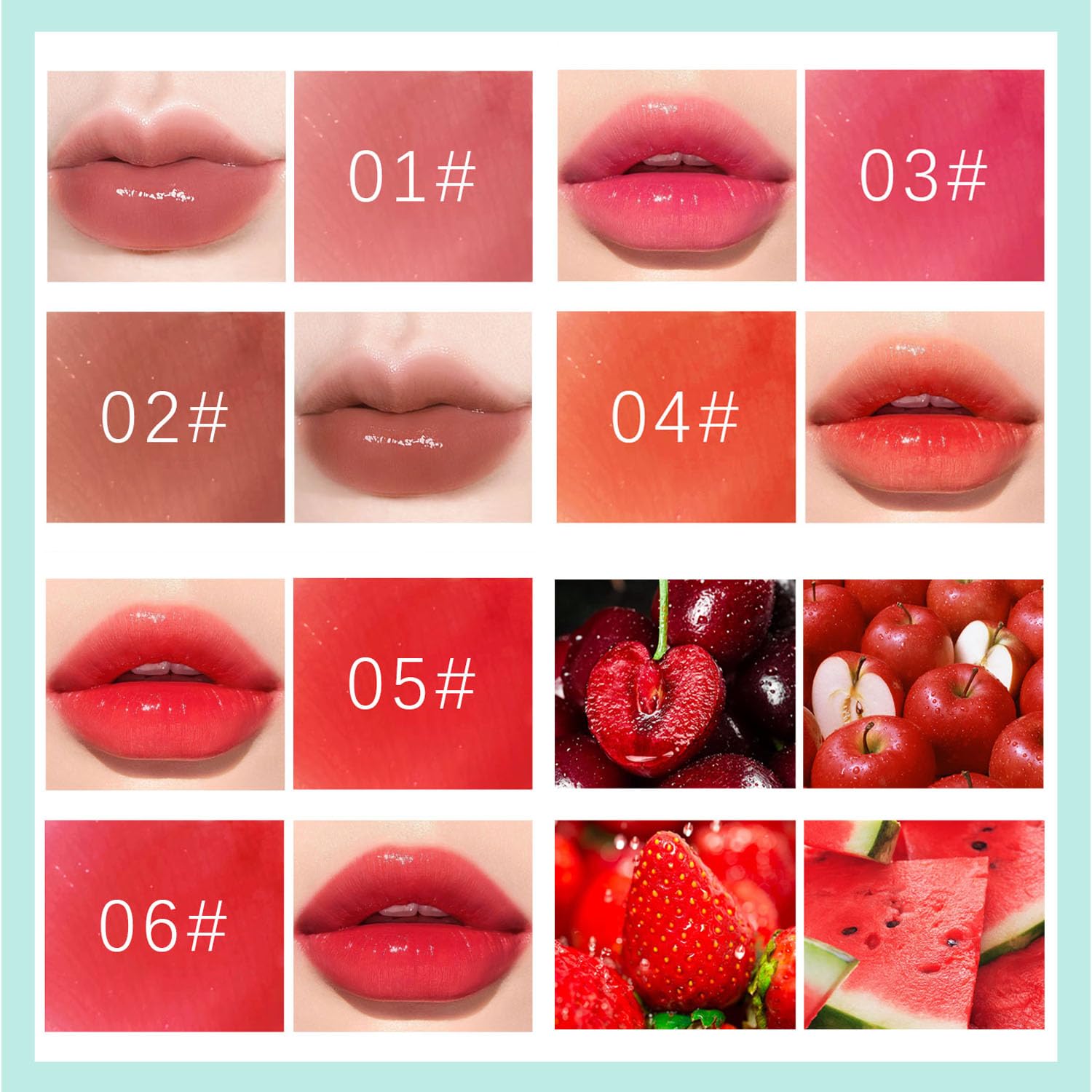 6 Colors Lip Tint Stain Set, Korean Lip Gloss Plumping Mini Liquid Lipstick, Multi-use Lip and Cheek Tint,Waterproof&Long Lasting,Natural Lip Stain Non-Sticky,Vivid Color (Avocado)