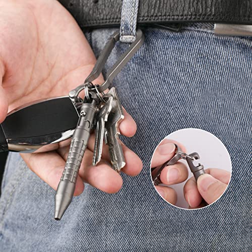 TISUR Titanium Ballpoint Pen, Mini Bolt Action Pen, Small Pocket Size Keychain Pen With Titanium Key Ring, Office gifts for Men & Women (Pen/78mm)