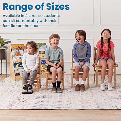ECR4Kids Three Rung Ladderback Chair, 12in Seat Height , Classroom Seating, Natural, 2-Pack