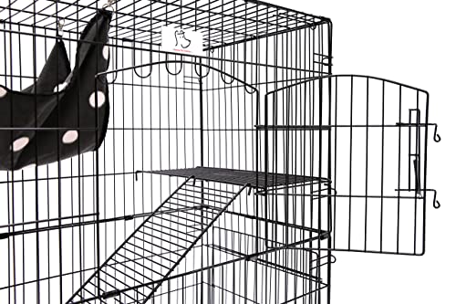 Homey PET INC Folding Wire Cat Ferret Habitat Crate with Casters,Tray and Hammock