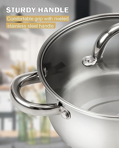 Cook N Home Kitchen Cookware Sets, 12-Piece Basic Stainless Steel Pots and Pans, Silver