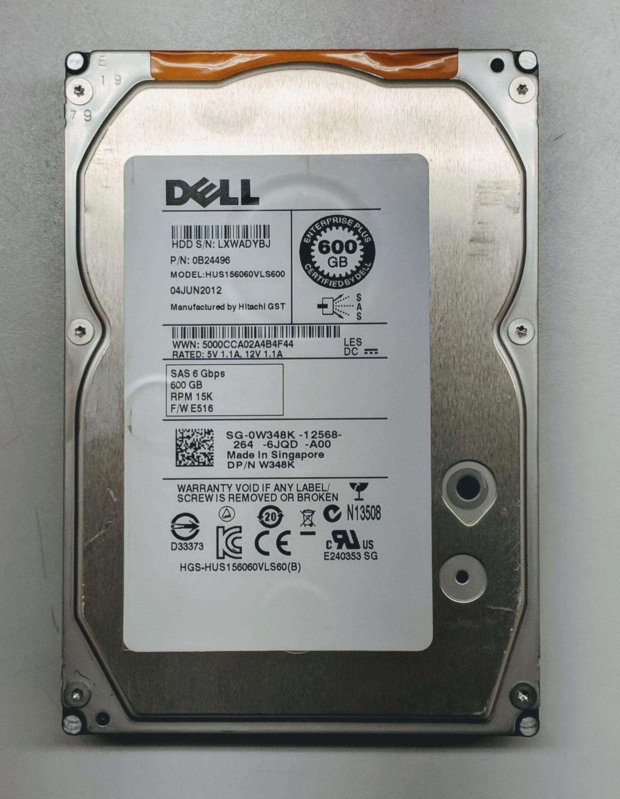 Dell W348K 600GB 15K RPM SAS 3.5" HD