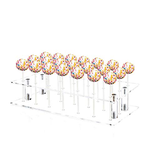 YestBuy Cake Pop Display Stand, 21 Hole Cake Pop Holder, Lollipop Holder for Weddings, Birthday Parties, Anniversaries Gift, Halloween, Christmas Candy Decorative (Clear)
