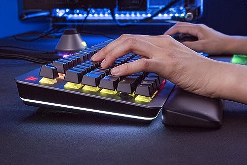 Thermaltake Argent K5 RGB Gaming Keyboard (Blue Switch), Aluminum and Streamlined Titanium Design, 16.8 Million RGB Color, Anti-ghosting, Magnetic Synthetic Leather Wrist Rest, GKB-KB5-BLSRUS-01