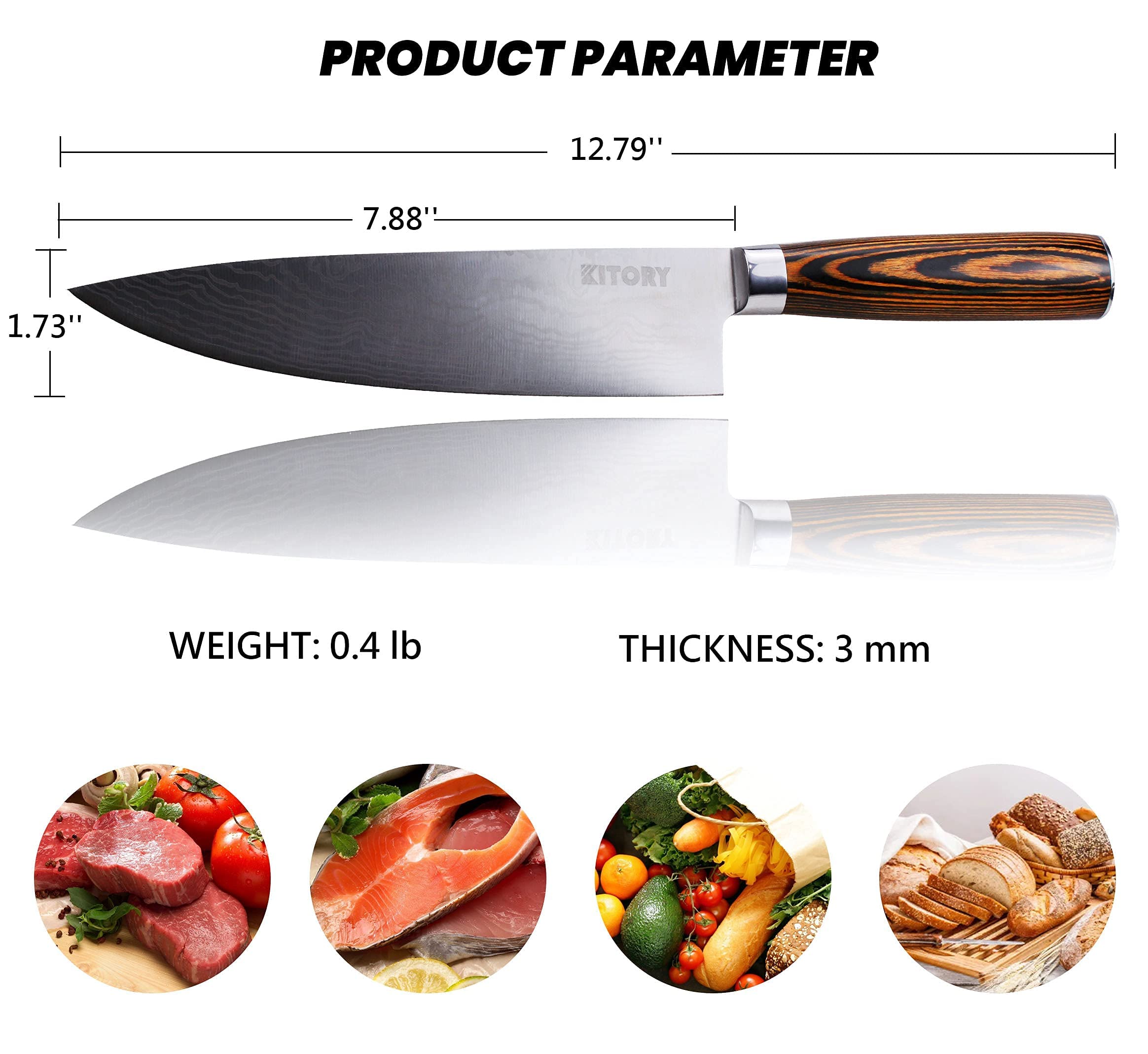Chef Knife, 8 Inch Professional Kitchen Chef Knife with Sheath, German High Carbon Stainless Steel Ultra Sharp Knife, Chef Knives with Ergonomic Handle and Gift Box