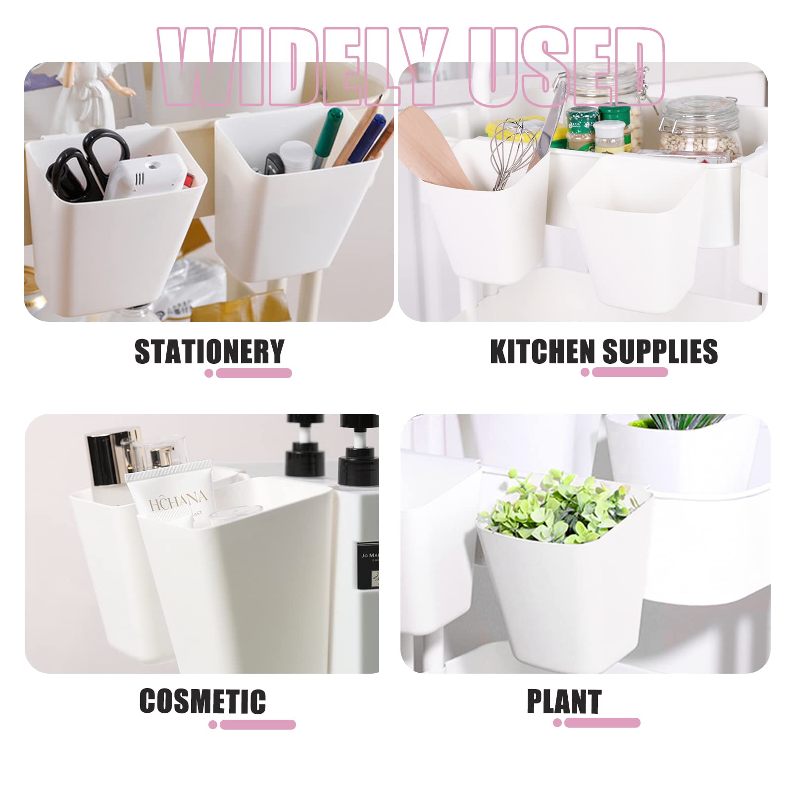 6 Pack Hanging Cup Holder Rolling Cart Organizer Accessories Trolley Basket Storage Hanging Bucket Hanging Container for Kids