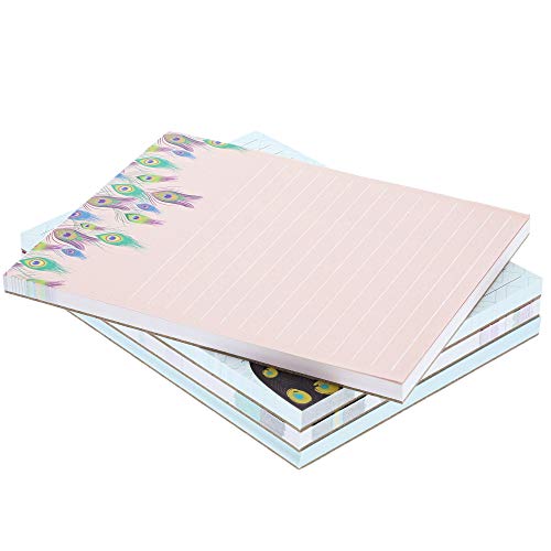 To Do Daily Notepads, Notepads for Women, Peacock Design (50 Sheets, 4-Pack)