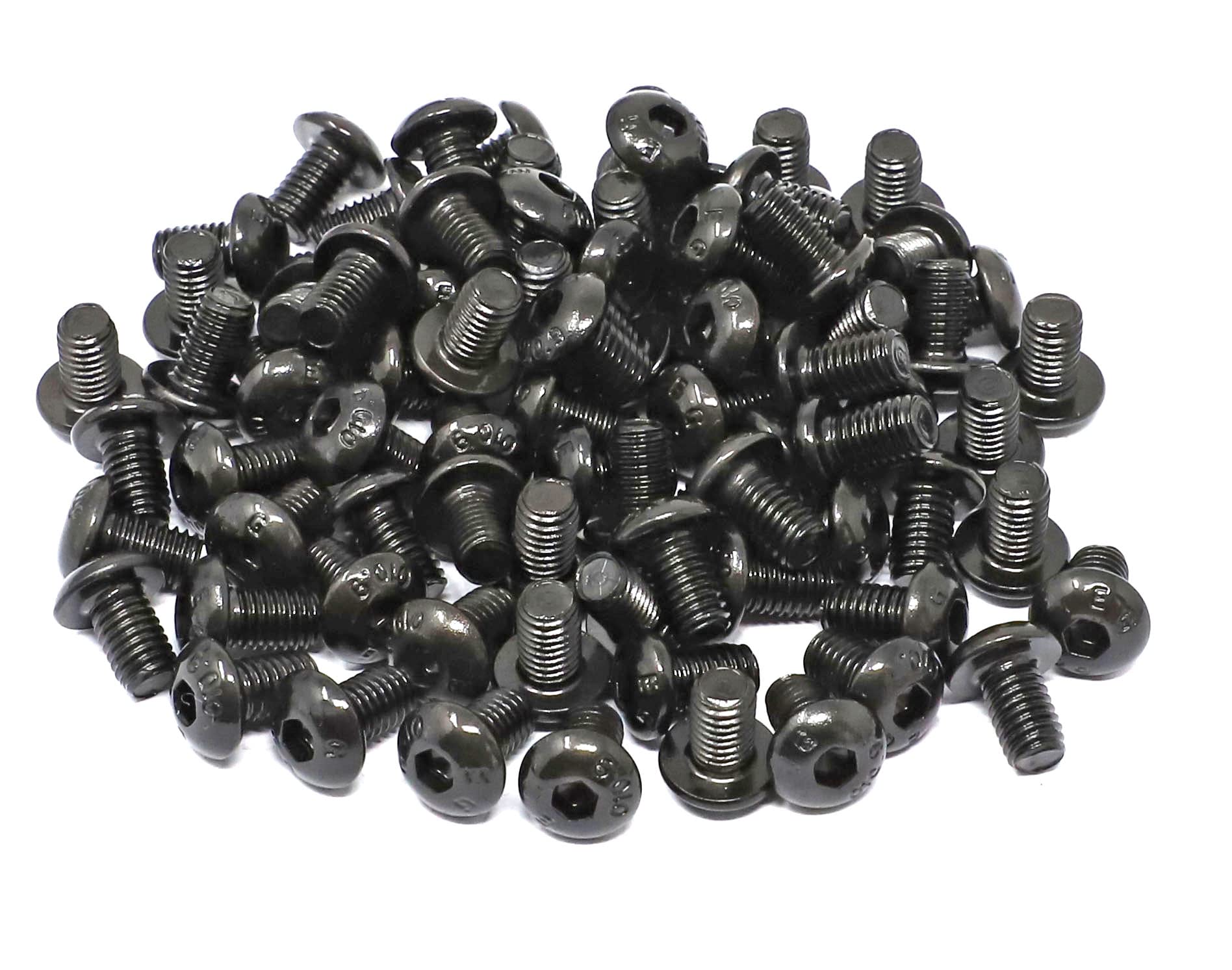 iexcell 100 Pcs M5 x 8mm Thread Pitch 0.8 mm Alloy Steel 10.9 Grade Hex Socket Button Head Cap Screws Bolts Kit, Black Oxide Finish