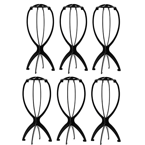 Ruiwen hair 6PCS Wig Stand Portable Wig Stand Collapsible Wig Holder Durable Wig Display 13.8 Inch Tool Travel Wig Stand for All Wigs